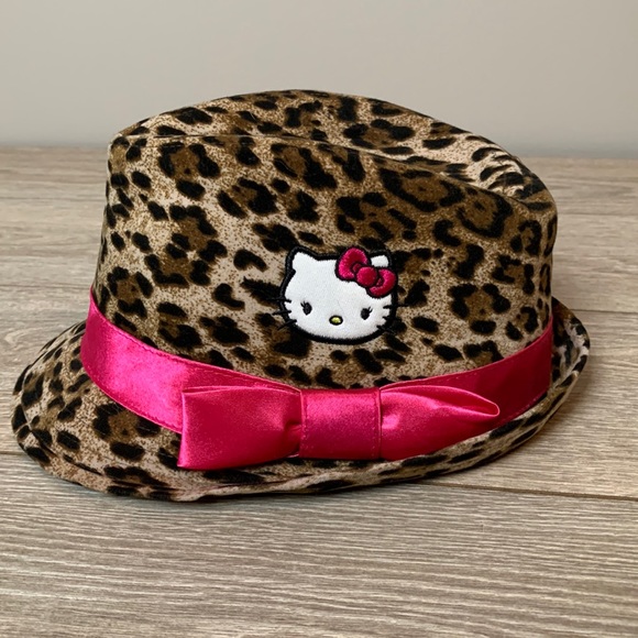 Hello Kitty | Accessories | Kids Sanrio Hello Kitty Leopard Print Fedora Hat With Pink Bow One ...